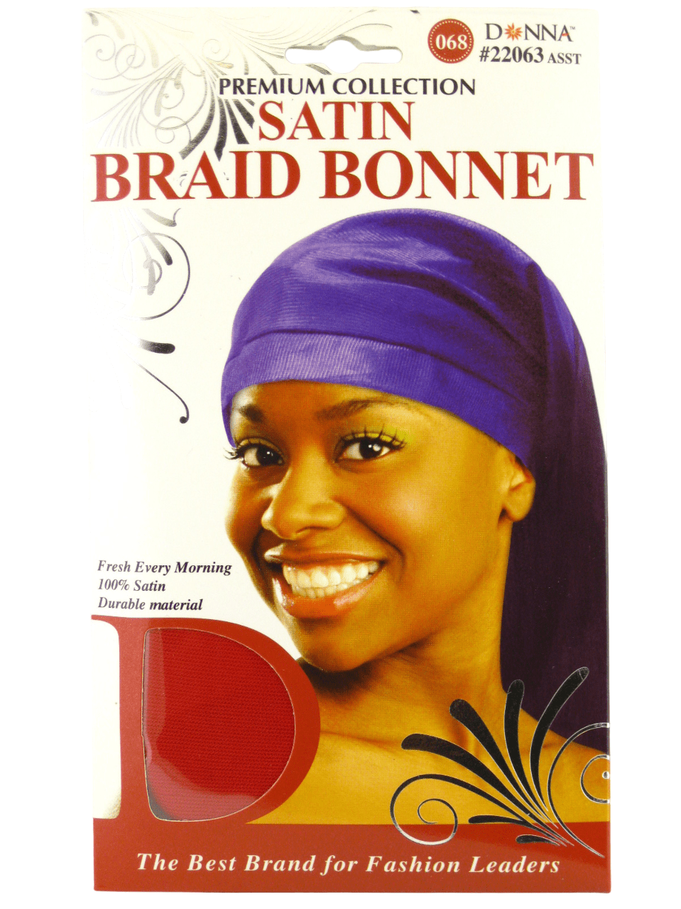 Donna Premium Collection Adult Female Satin Braid Bonnet Hat - Red ...
