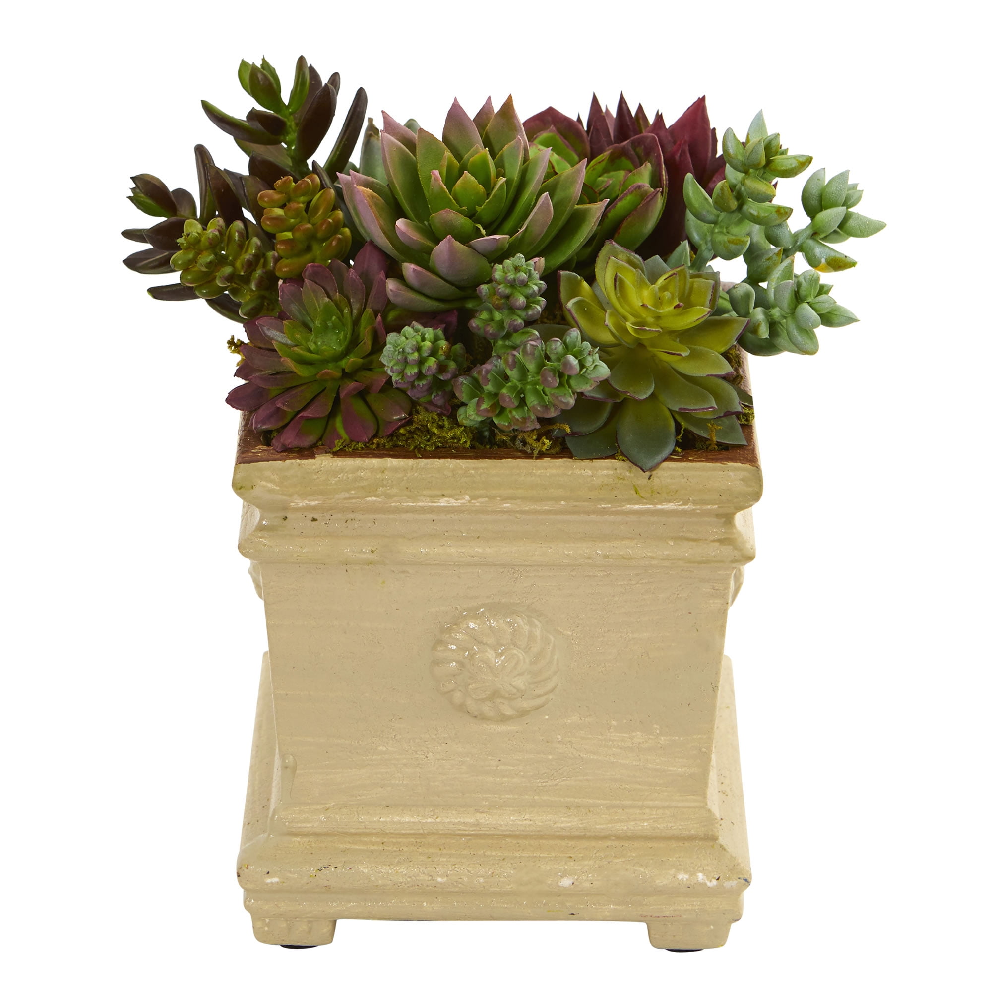 Nearly Natural 7.5in. Plastic and Polyester Mixed Succulent Artificial ...