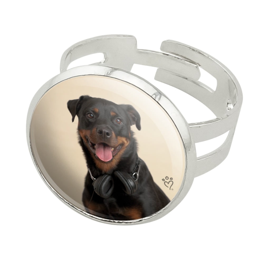 Rottweiler Dog Headphones Sitting DJ Silver Plated Adjustable Novelty ...
