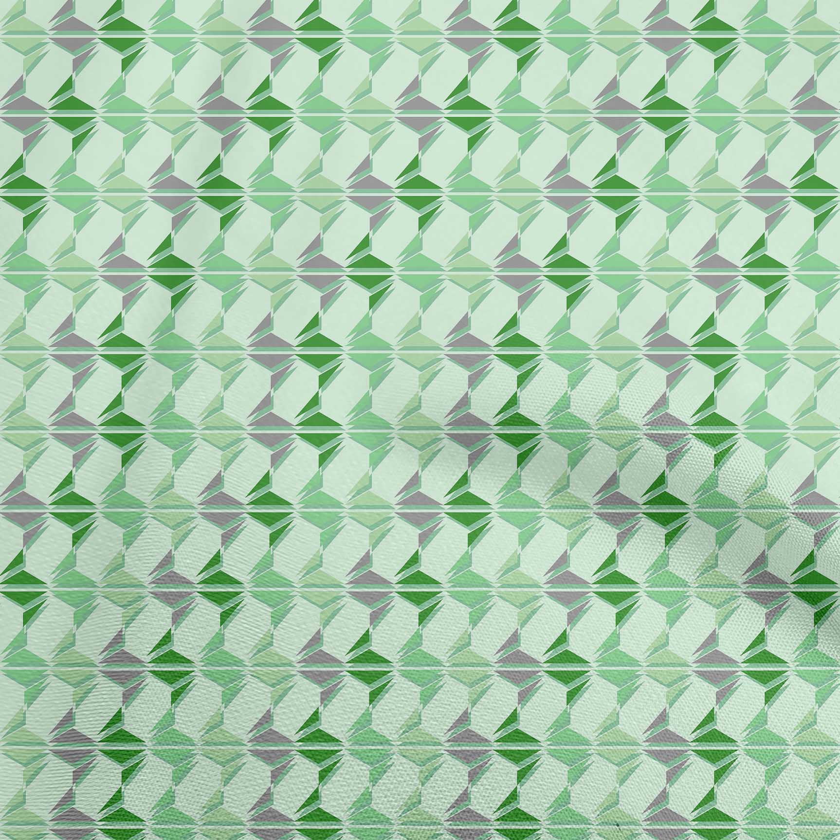 oneOone Cotton Silk Green Fabric Geometric Diy Clothing Quilting Fabric ...