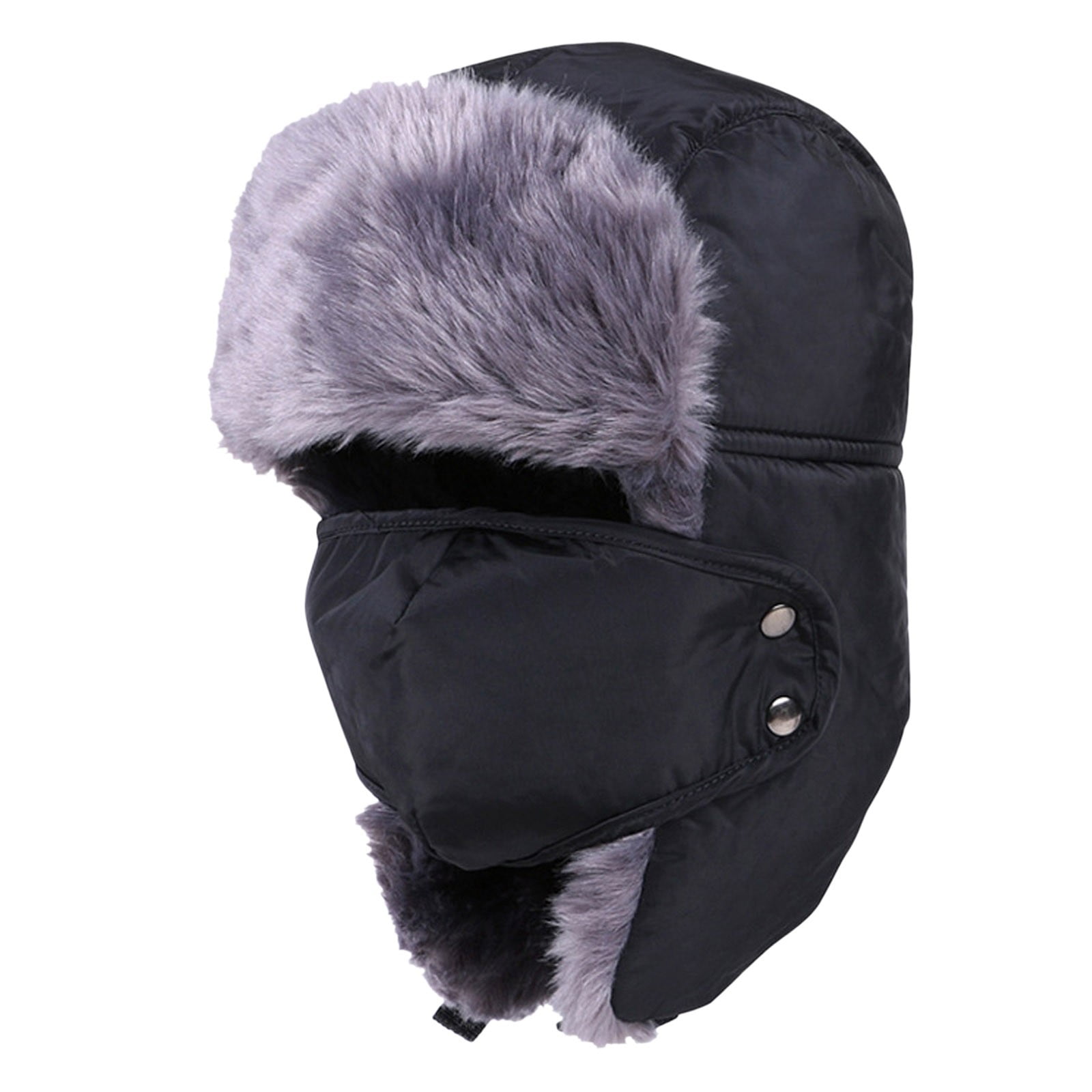 Beshee Trapper Hat Neck Thicken Riding Adult Hat Winter Solid And Warm Windproof Outdoor Hats Winter Hats For Men Black