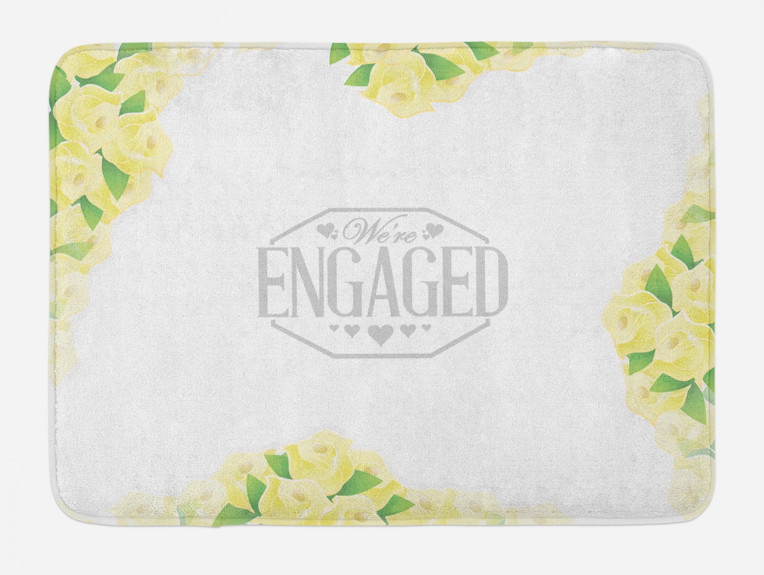 Engagement Party Bath Mat, We Are Engaged Announcement with Roses and ...