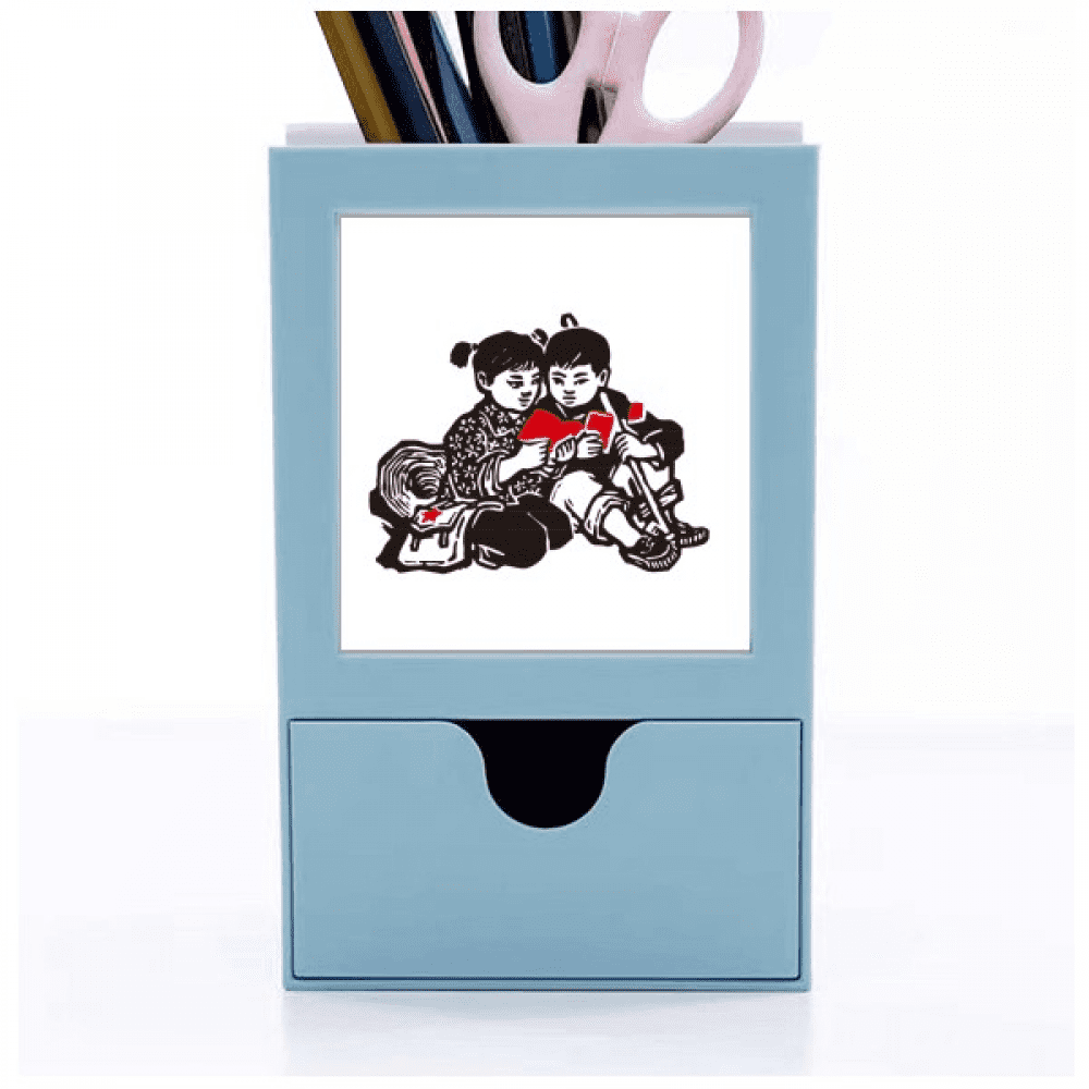 China Red Education Propaganda Study Desk Supplies Organizer Pen Holder ...