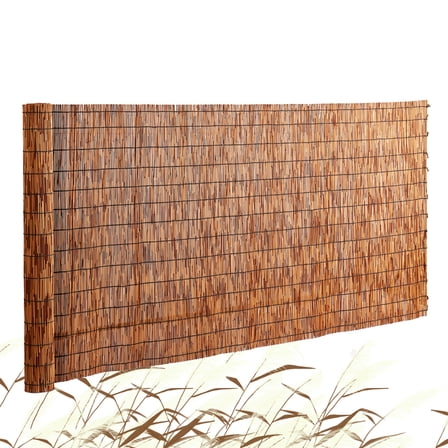 KFFKFF Reed Privacy Screen, 4x16.4 ft, Natural Reed Roll-Up Fence for ...