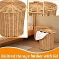 XIBUFE Woven Trash Can with Lid 11 Inch – Portable Laundry Basket for ...