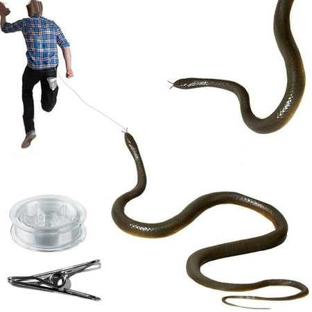 1 Set Golf Snake Prank Toy with Clear Line Clip Simulated Rubber Snake ...