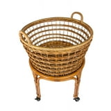 Kouboo, Rolling Wicker Laundry Basket, Stand, Locking Caster Wheels ...