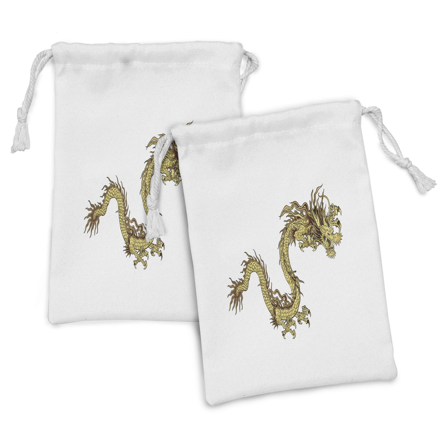 Dragon Fabric Pouch Set of 2, Zodiac Large Claws Power Chinese ...