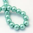 15Strand Baking Paint Glass Pearl Round Bead Strands Medium Aquamarine ...