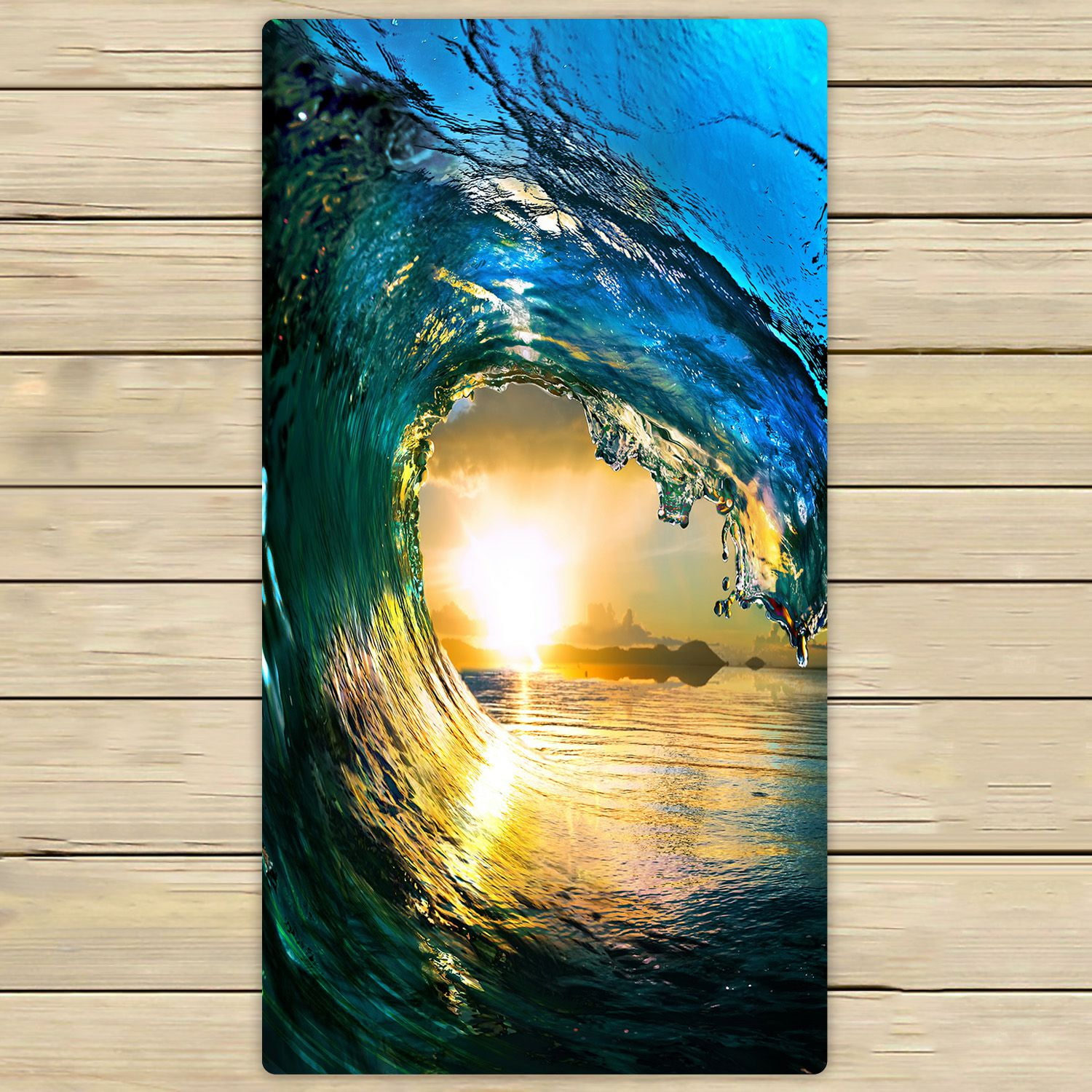 PHFZK Natural Ocean View Towel, Colored Sea Wave at Sunset Hand Towel ...