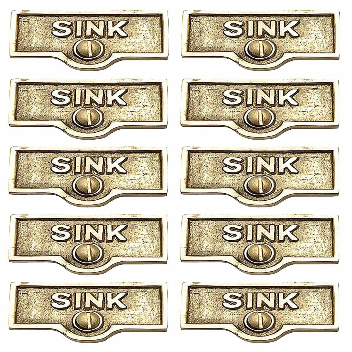 10 Switch Plate Tags SINK Name Signs Labels Lacquered Brass Traditional ...