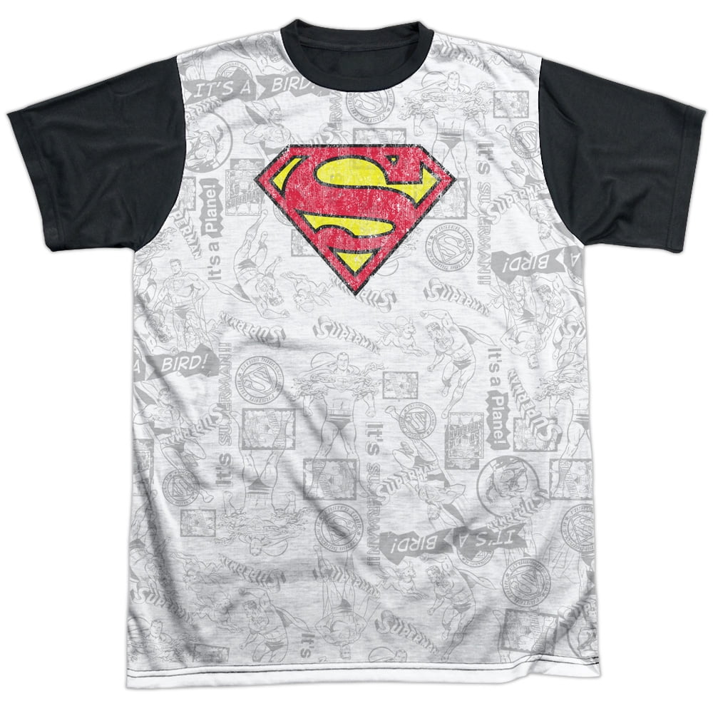 Superman Cartoon TVSeries Movie Distressed Logo Collage Adult Black ...