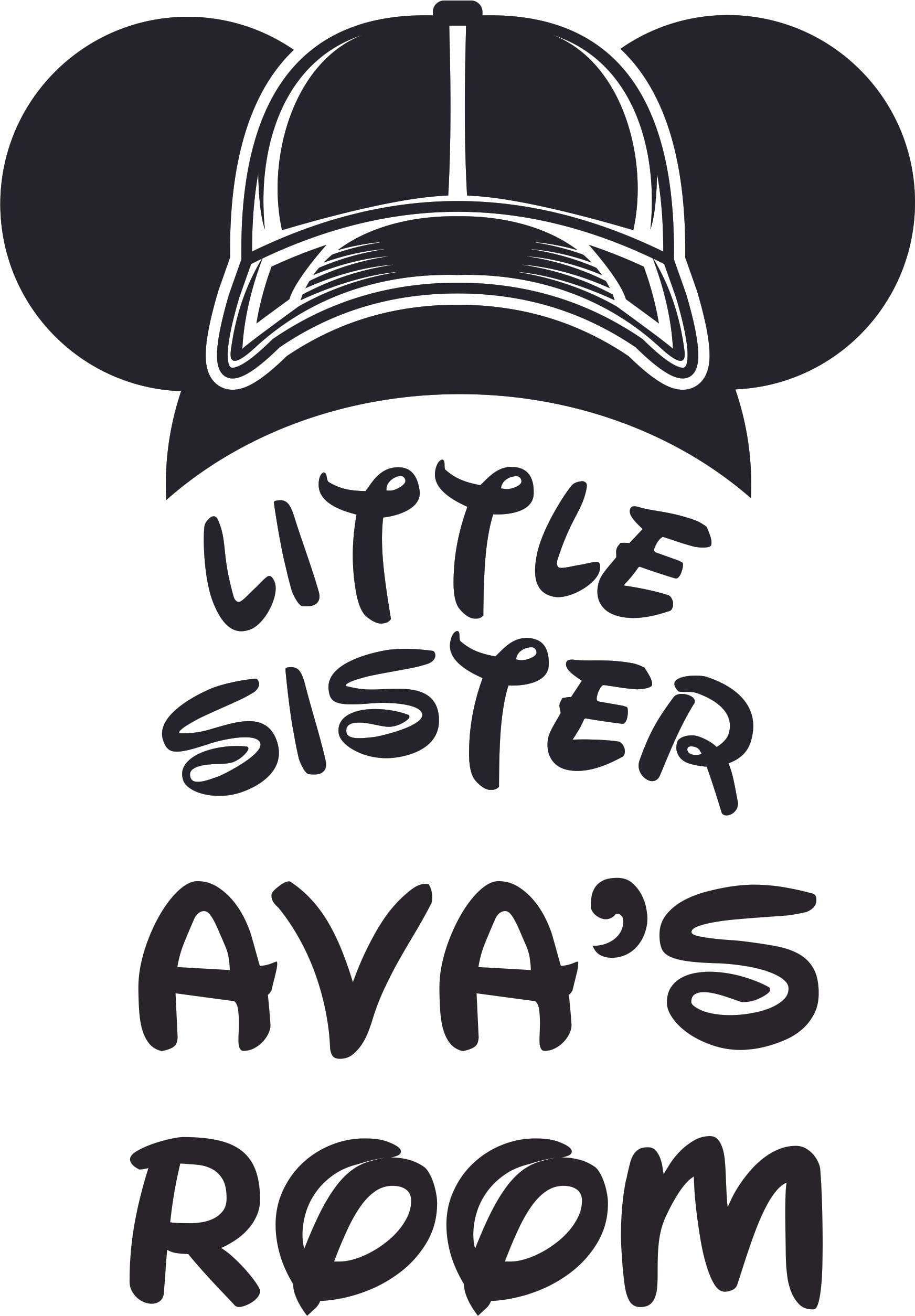 Cap Little Sister Cartoon Design Customized Name Wall Decal Custom cap-little-sister-cartoon-design-customized-name-wall-decal-custom