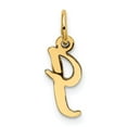 14k Yellow Gold Script Initial J Pendant for Women, Polished Cursive ...