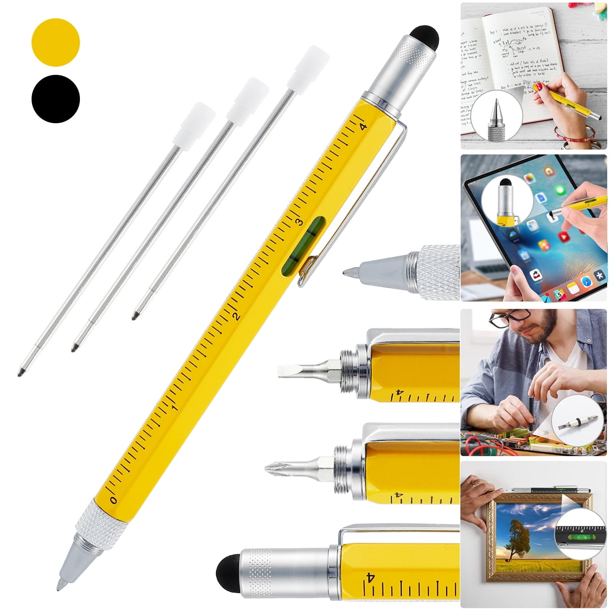 Willstar Multi Tool Pen 6 In 1 Ballpoint Pen with Ruler Level Cross ...
