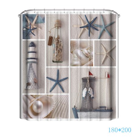 Xinxinyy 3D Waterproof Shower Curtain Polyester Bath Drape No-fading ...