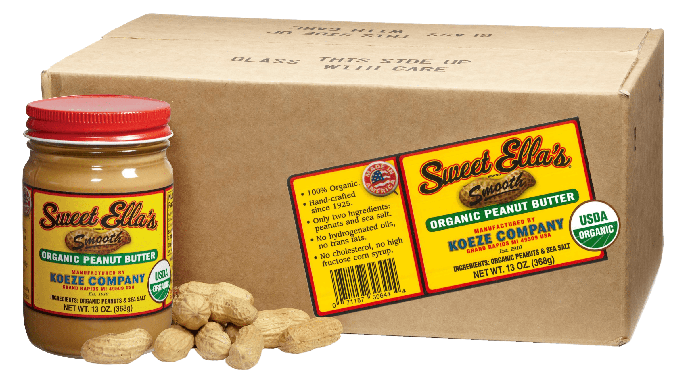 Sweet Ella's Smooth Organic Peanut Butter (Six - 13oz Jars) - Walmart.com
