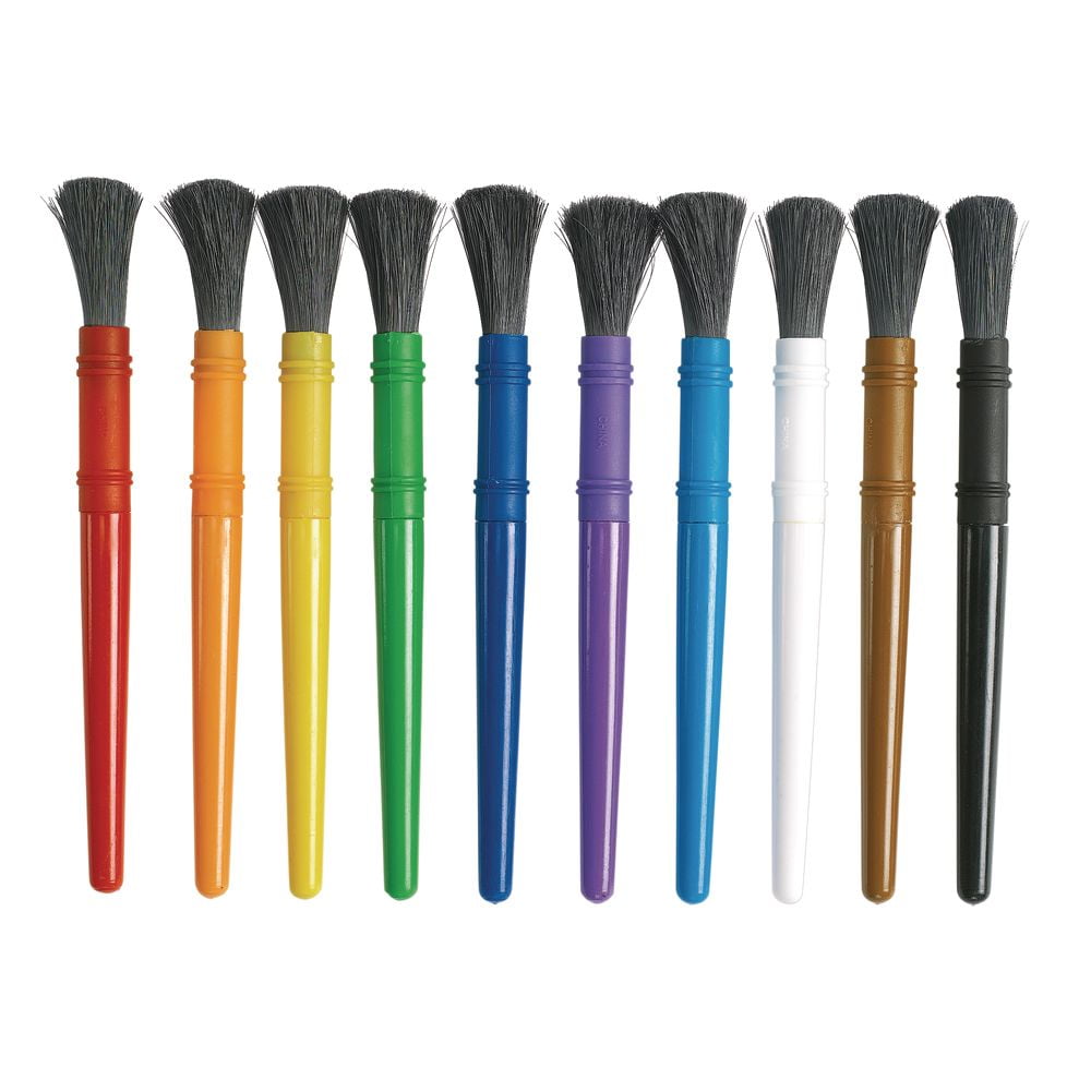 Colorations Plastic Handle Chubby Paint Brushes with Nylon Bristles ...