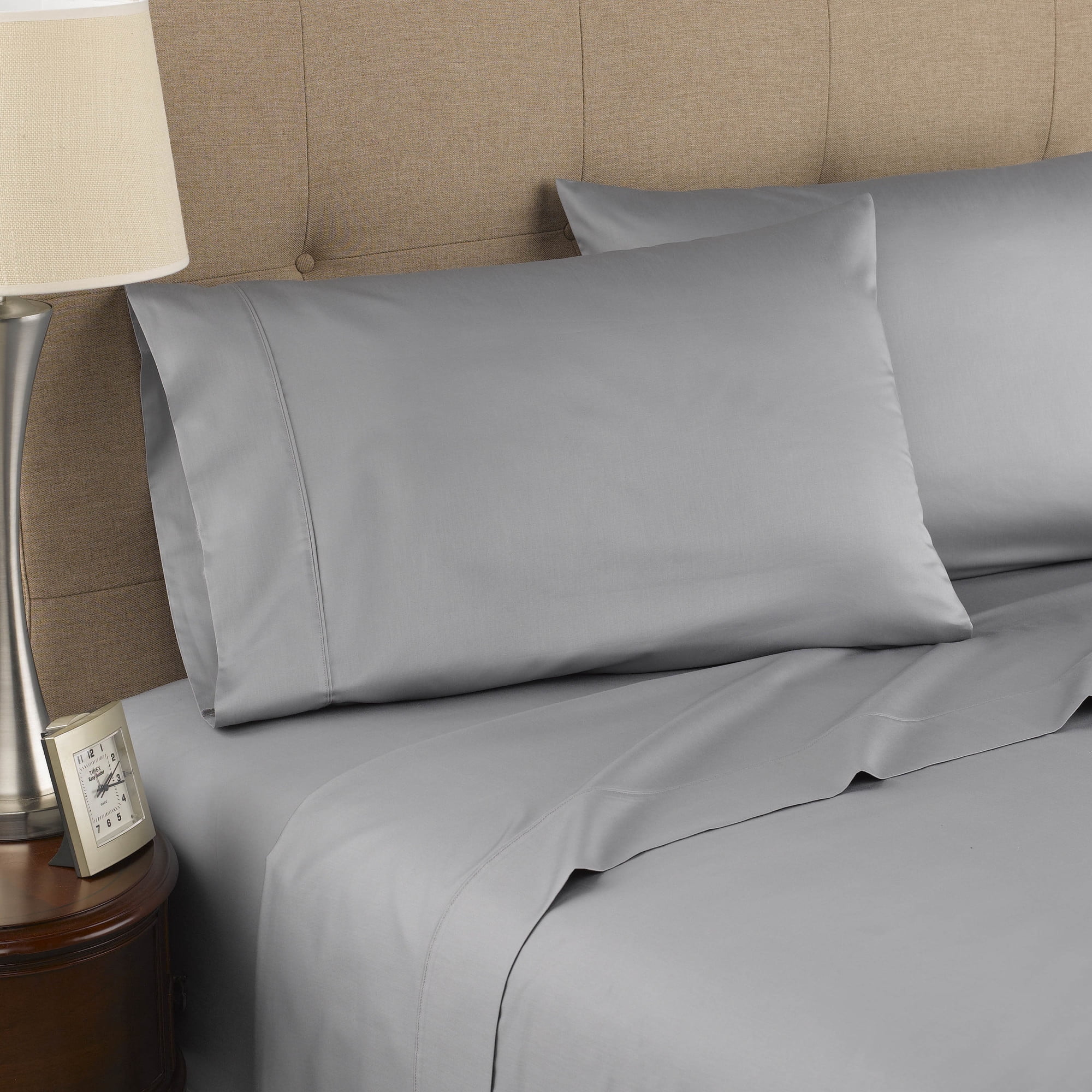 300 Thread Count Certified Organic Cotton Full Grey Sheet Set - Walmart.com