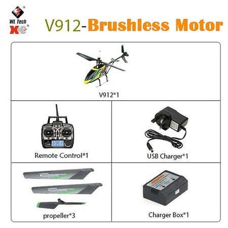 Wltoys V912 Brushless Motor Rc Helicopter 4ch 2.4g Single Blade Head ...