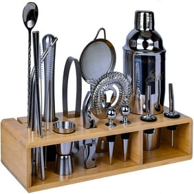 Mixology Bartender Kit: 10-Piece Bar Tool Set with Stylish Bamboo Stand ...