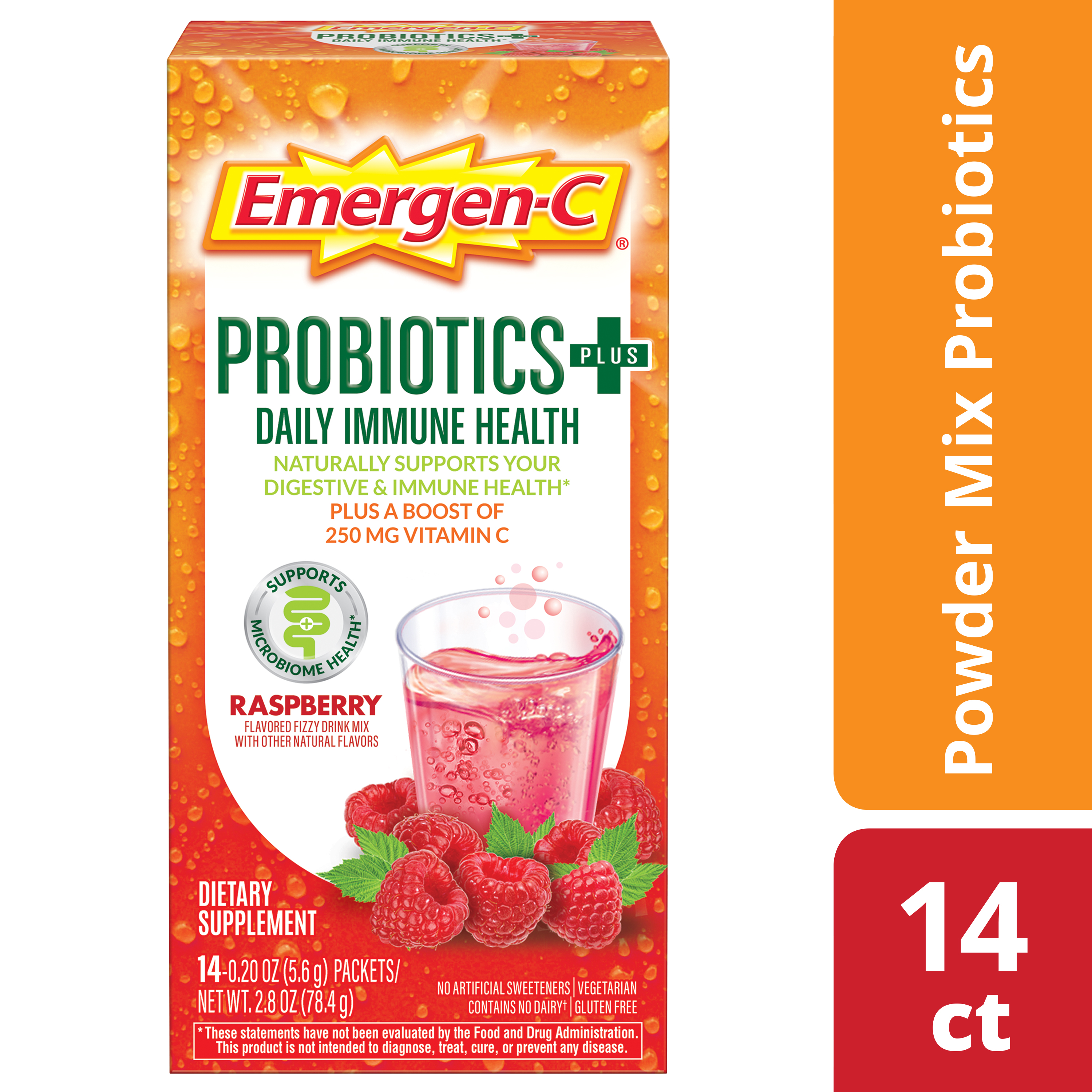 Emergen-C Probiotics+ (14 Ct, Raspberry Flavor) Probiotic Drink Mix ...