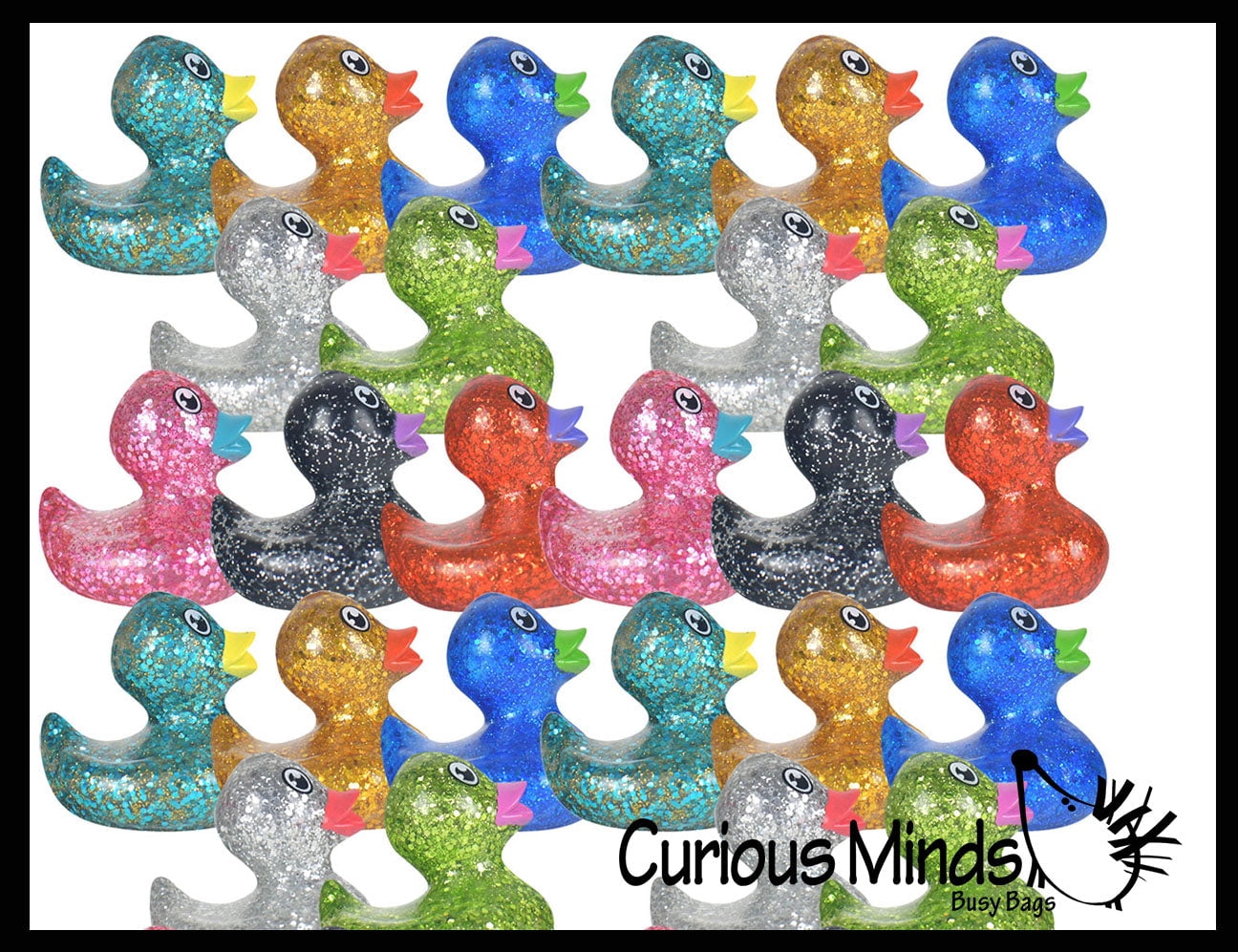 24 Small Glitter Rubber Ducks - Rubber Duckies - Cute Novelty Prize ...