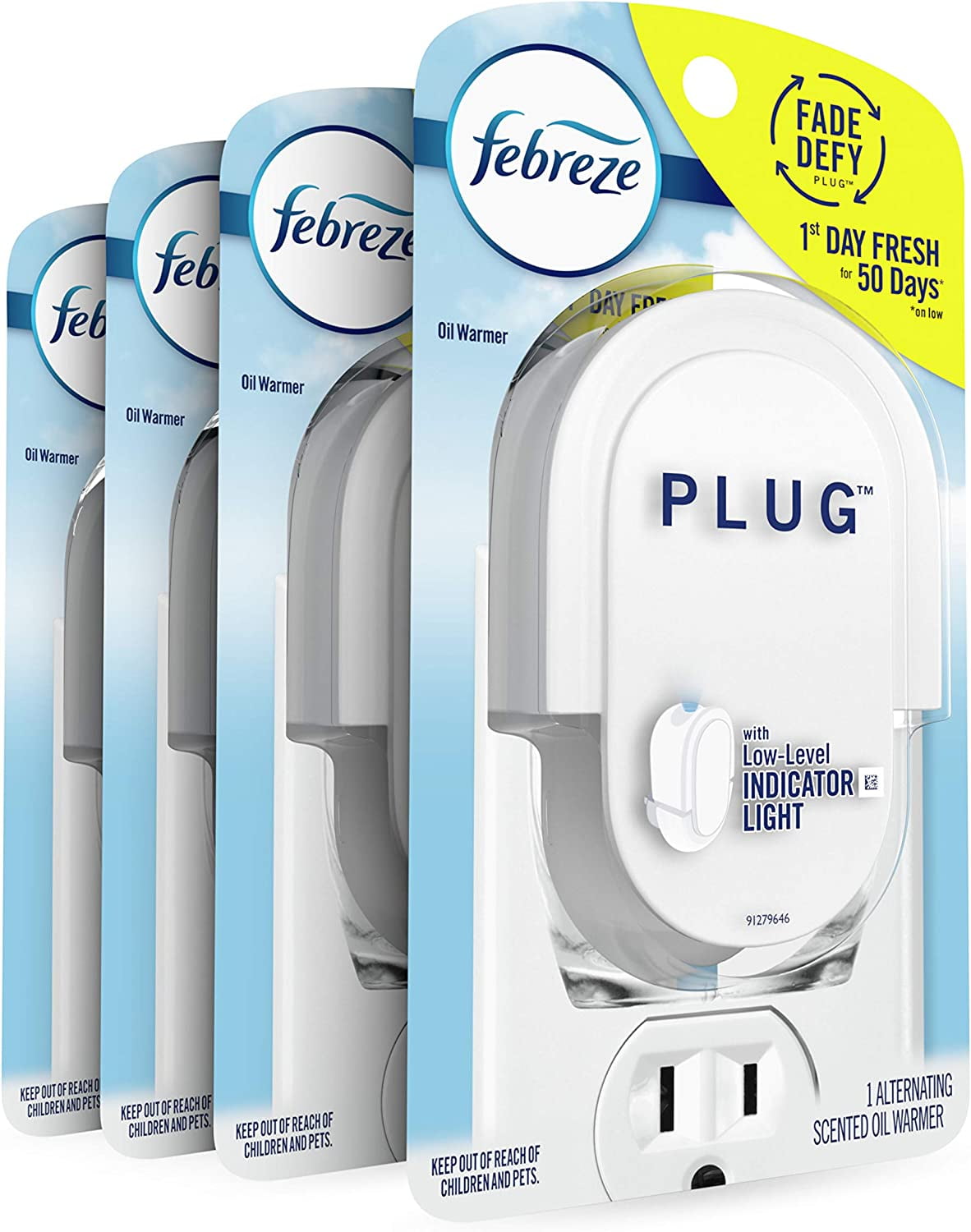 Febreze Plug In Air Freshener Fade Defy Plugs, Scented Oil Warmer, 4 ...