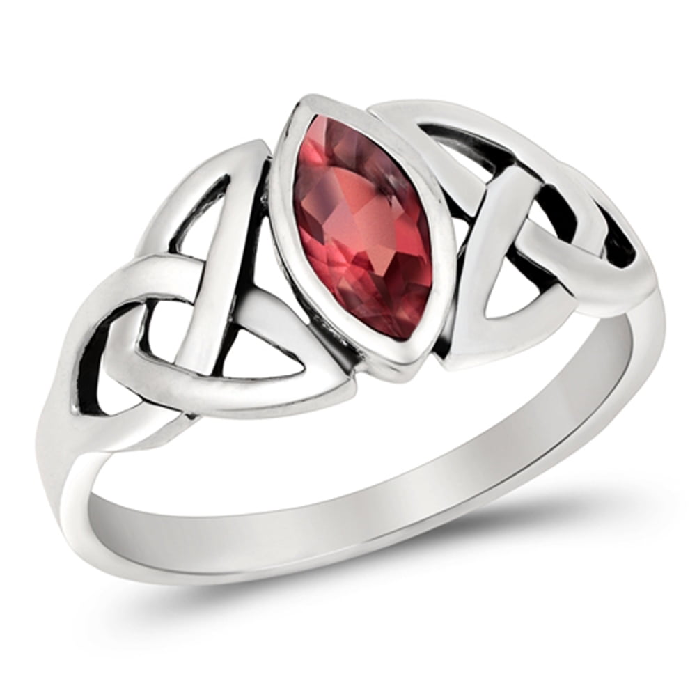 CHOOSE YOUR COLOR Women's Celtic Weave Simulated Ruby Ring .925 ...