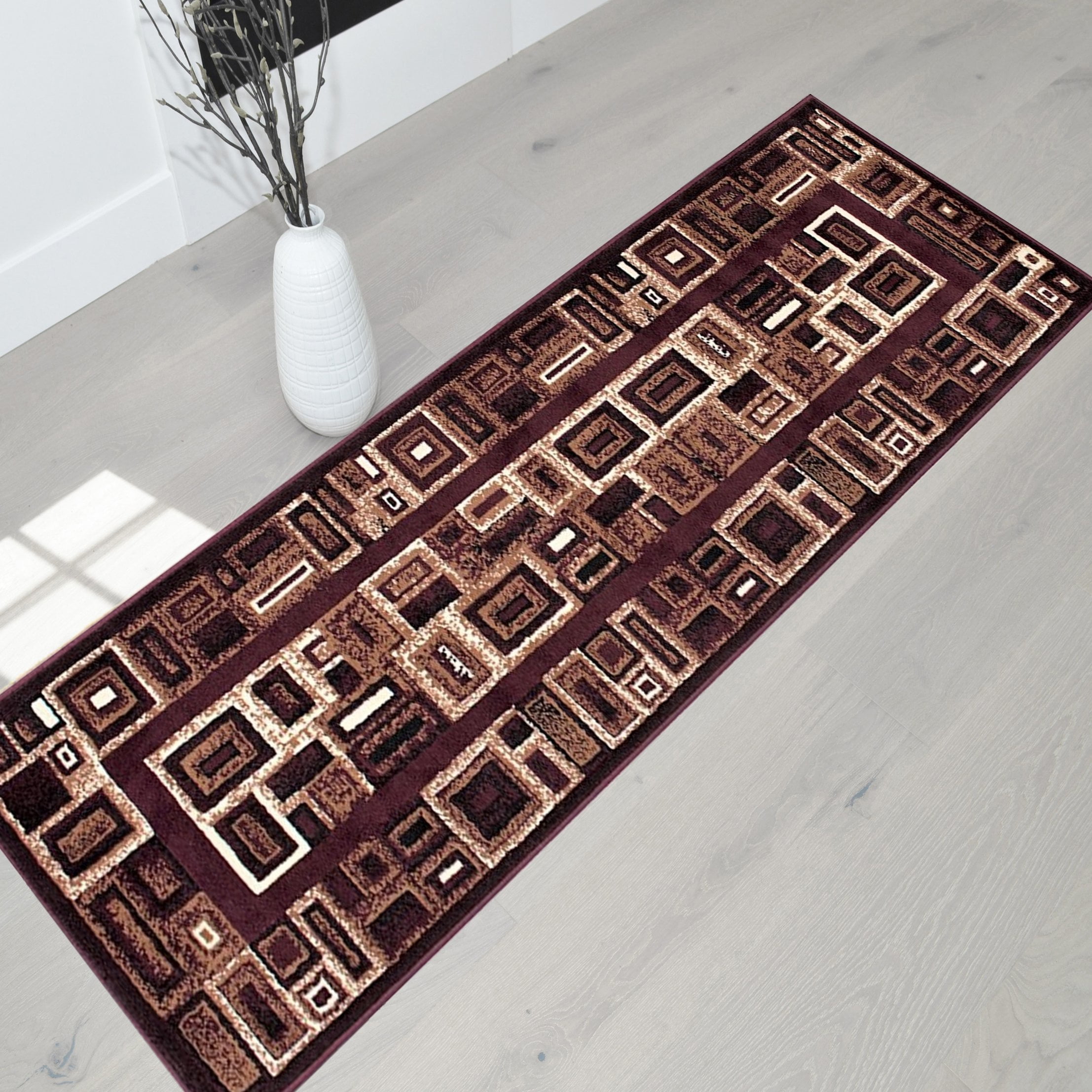 Modern Contemporary Abstract Rug- Frame/Boxy/Cube Pattern-Shed Free ...