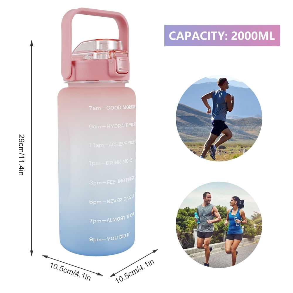 2L Water Bottle with Straw Water Storage Container BPA-free Drinking Bottle Water Jug Measured ...