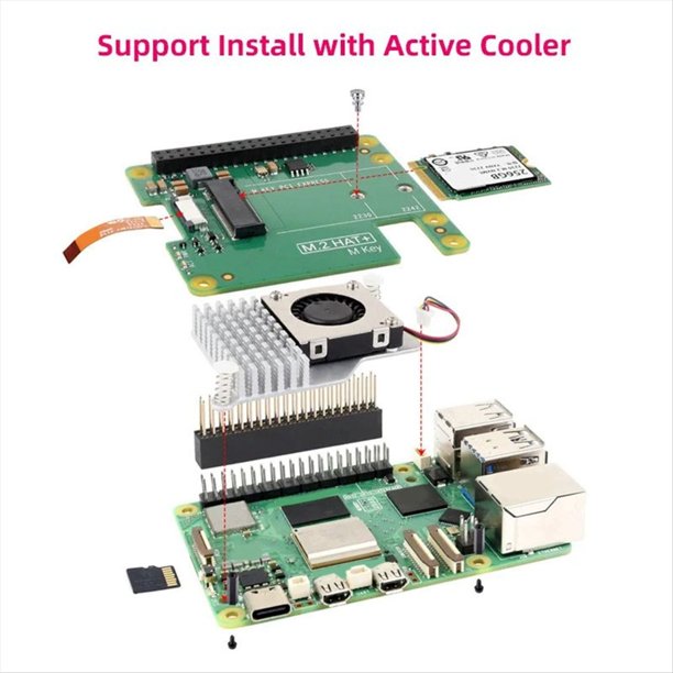 PCIe A M.2 HAT+ con Estuche para 5 Gen2 Gen3 M.2 NVME SSD 2230/2242 M ...