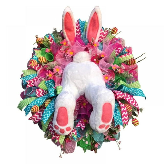 DA BOOM 20x16" Easter Rabbit Wreath, Welcome Sign for Children's Day ...