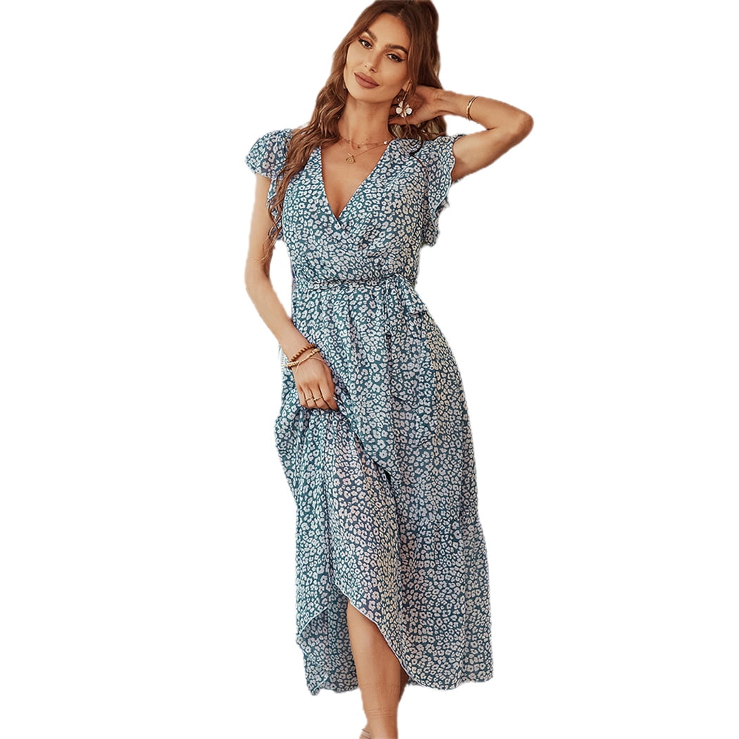 Click here for Nobrand Floral Summer Dress Long: Elegant V-Neck C... prices
