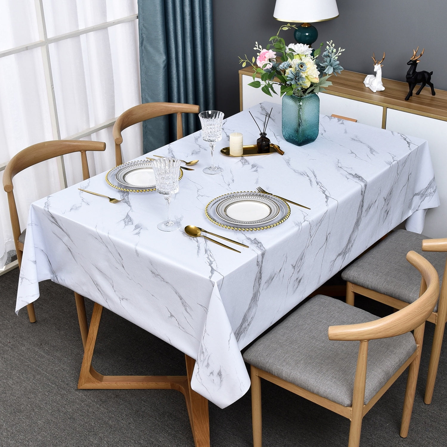 LOHASCASA Square Vinyl Oilcloth Tablecloth Water Resistant/Oil-Proof ...