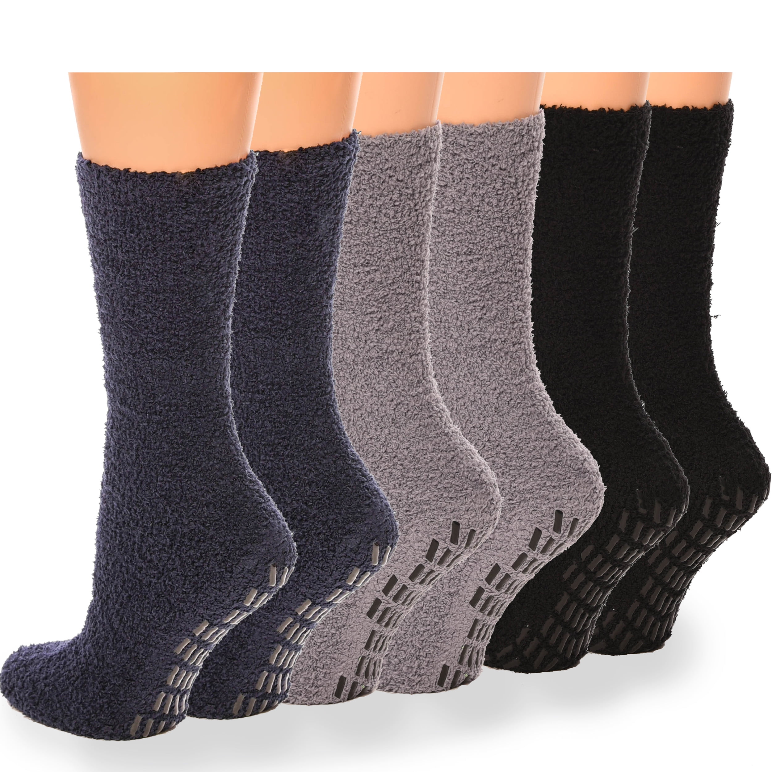 Hospital Socks Women Men Non Skid Gripper Cozy Socks DEBRA WEITZNER 3 ...