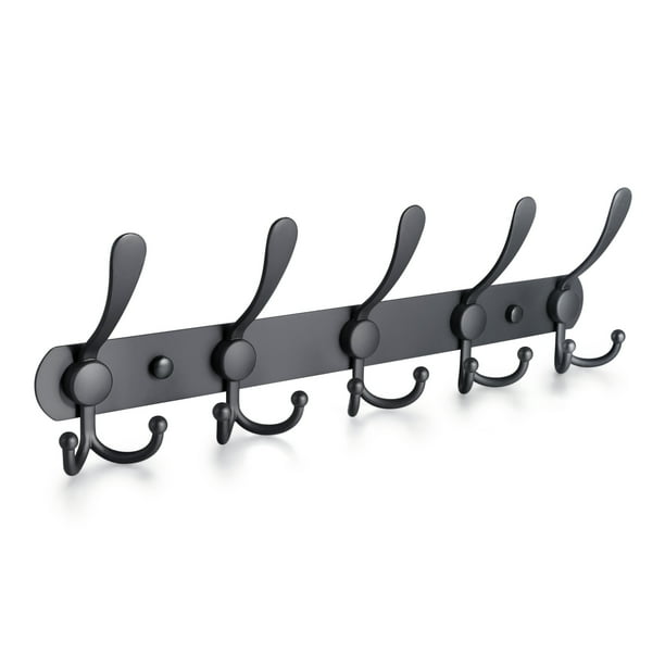 Coat Rack Wall Mounted , Heavy Duty, 5 Tri Hooks,Stainless Steel, Metal ...