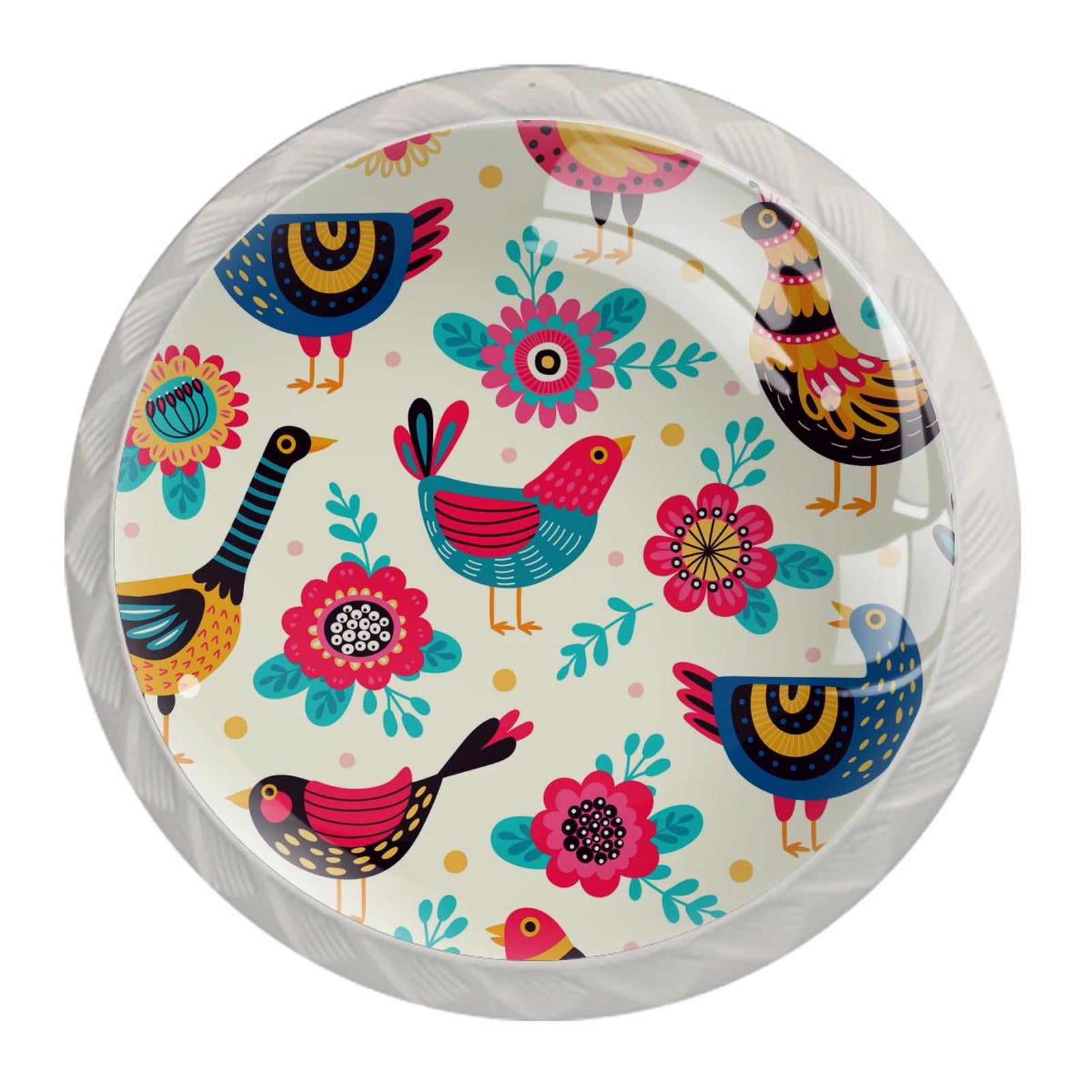 4 Pcs Colorful Bird Knobs for Kitchen Cabinet Cupboard Dresser Bookcase ...
