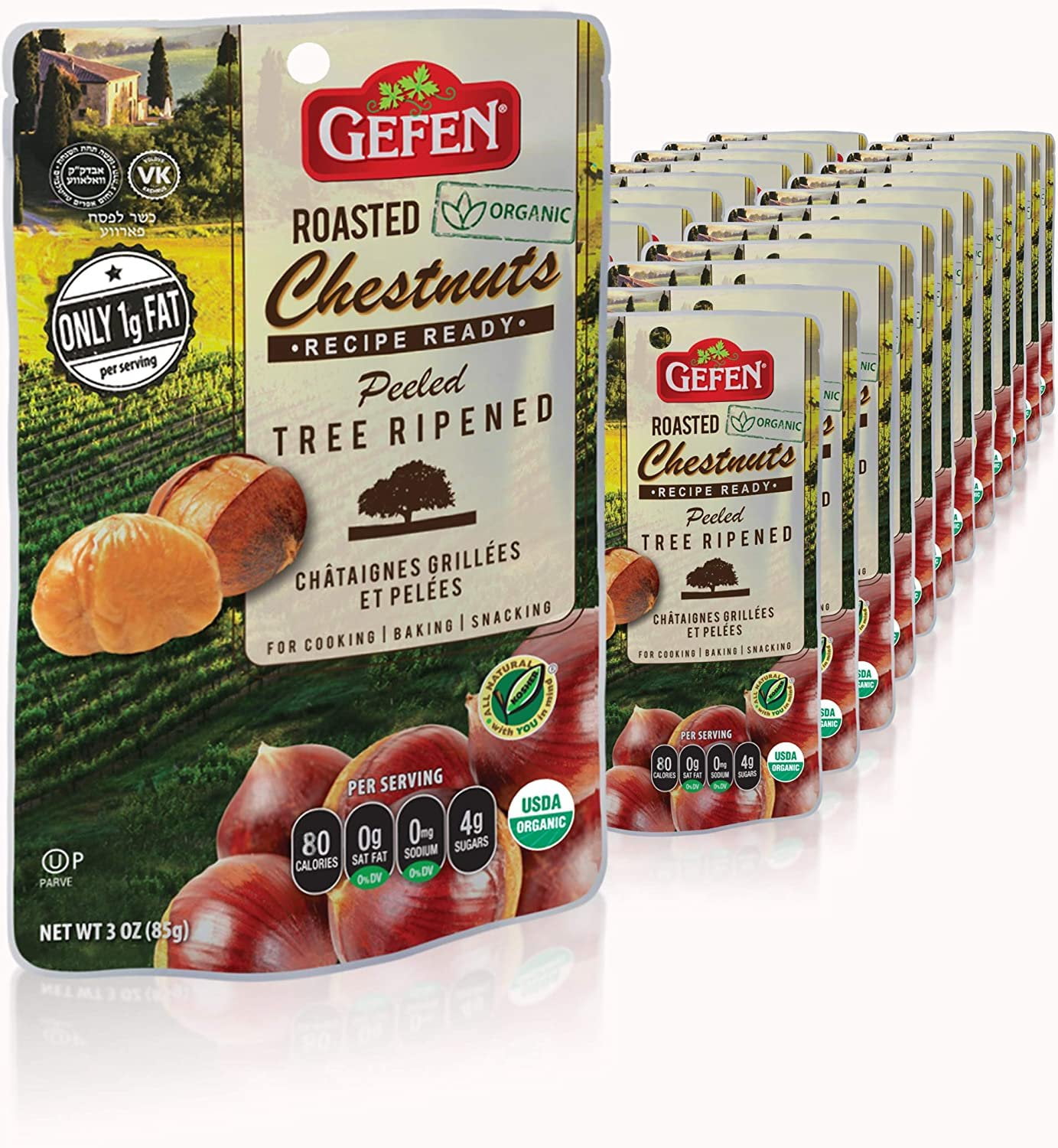 Gefen Organic Whole Roasted & Peeled Chestnuts, 3OZ 24 Pack - Walmart.com