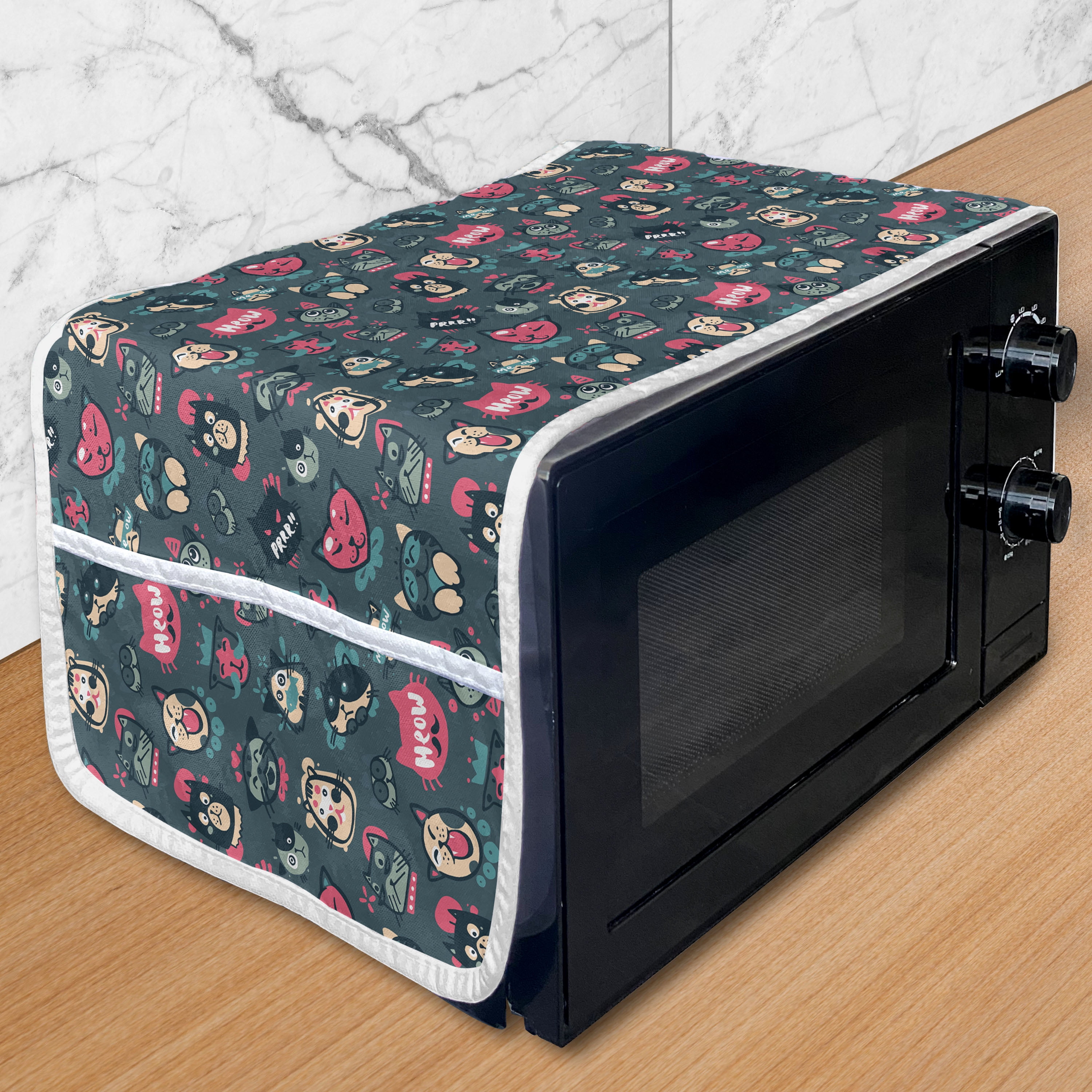Cat Microwave Oven Cover, Hipster Faces Kitty Pet Heads Avatar Emotion ...