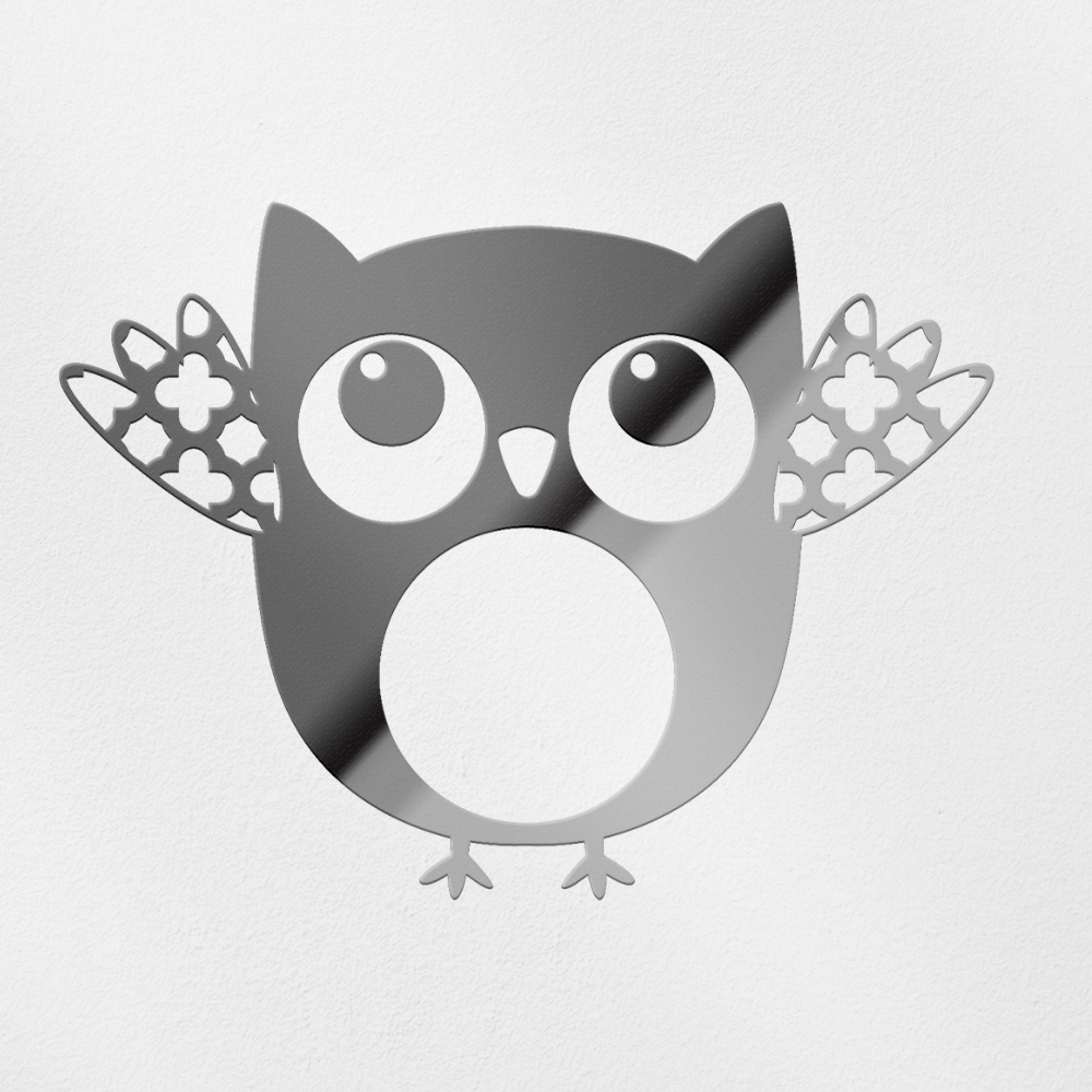 Transparent Decal Stickers Of Owl (Metallic Silver) Premium Waterproof ...
