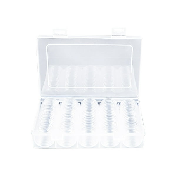 Tinksky 100 Pieces 27mm Coin Capsules Round Plastic Coin Holder Case ...