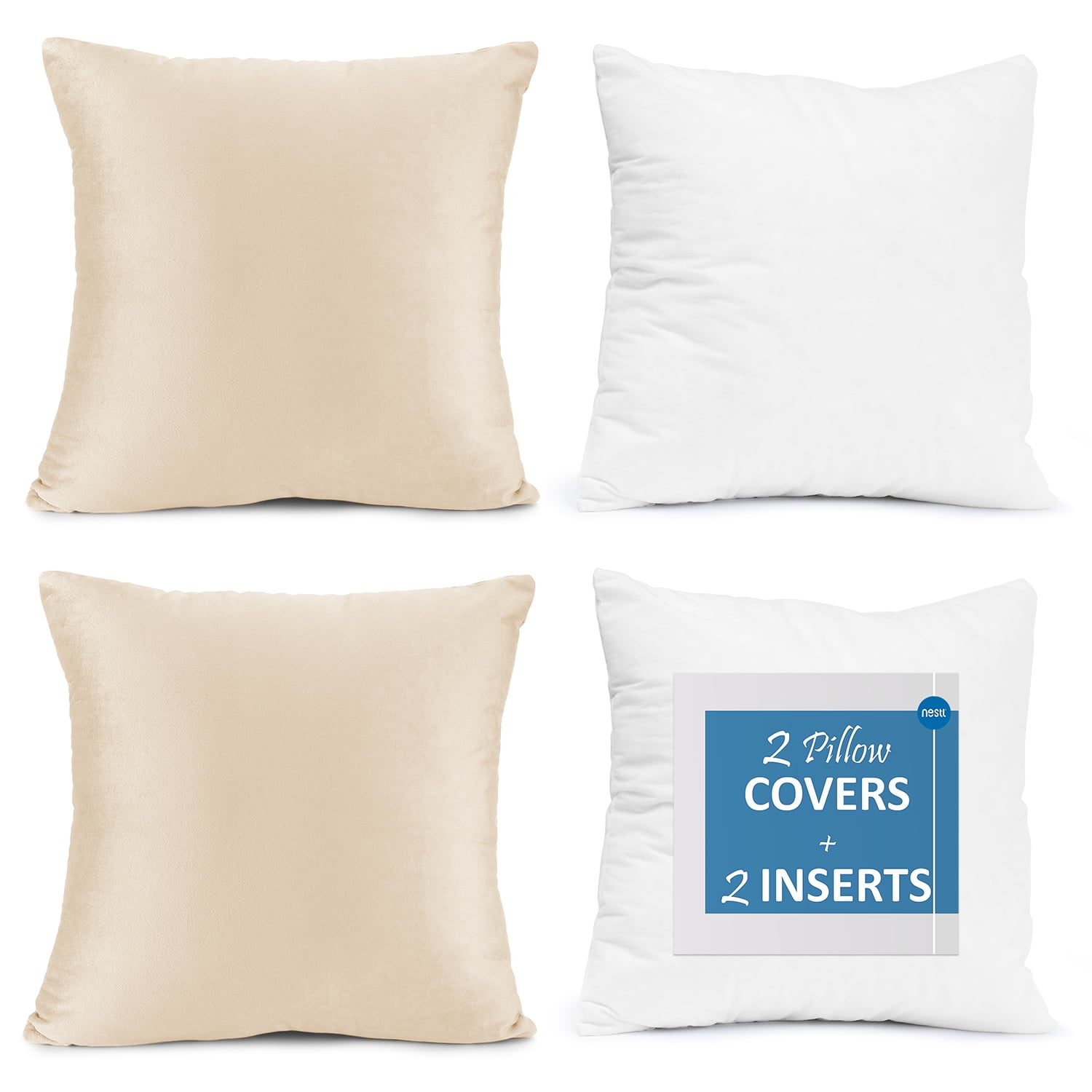 Nestl Soft 2 Pack Decorative Microfiber Throw Pillow with Included Case ...