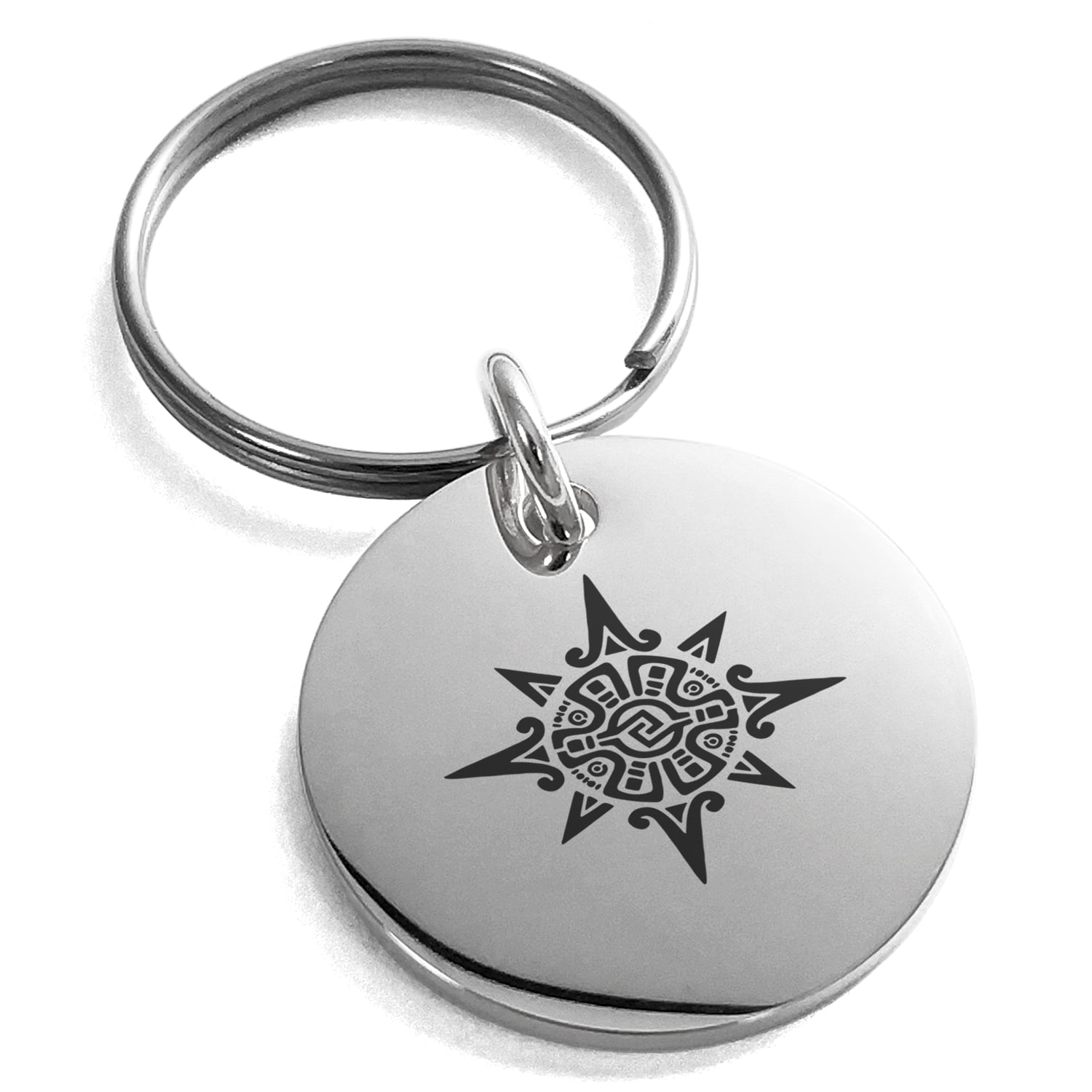Stainless Steel Mayan Sun God Rune Engraved Small Medallion Circle ...