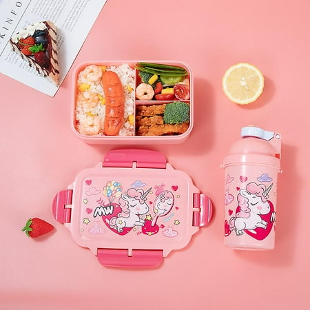 Cartoon Unicorn Lunch Box Bento Box Kettle Set Grid Hermetic Child's ...