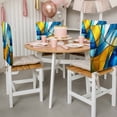 Abstract Art Chair Covers Set of 1 Blue Yellow Gradient Wavy Lines ...