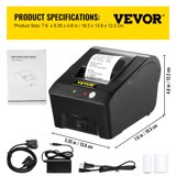 VEVOR Printer Receipt, 58mm Thermal Printer, USB Port Printer, ESC/POS ...