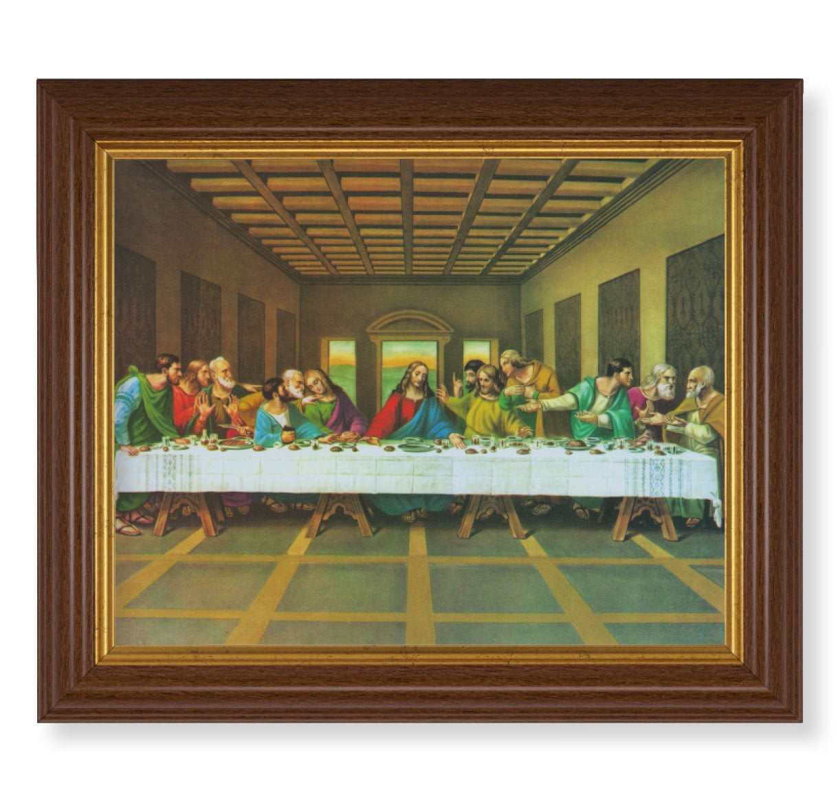 The Last Supper Picture Framed Wall Art Decor, Large, Traditional Dark ...