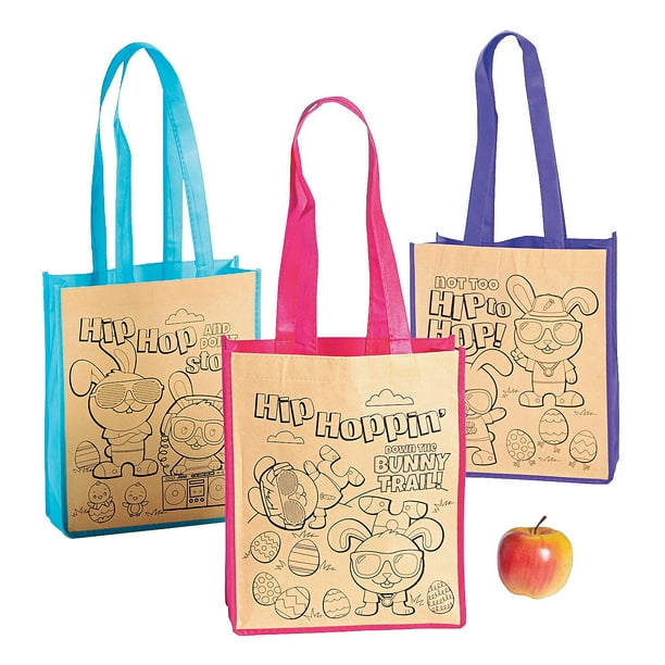 Color Your Own Easter Craft Tote Bags - Craft Kits - 12 Pieces ...
