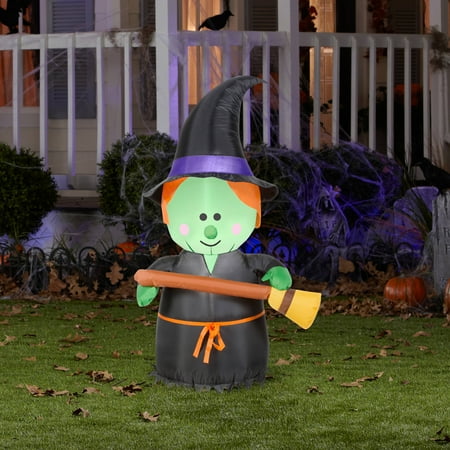 3.5' Tall Outdoor Cute Witch Halloween Airblown Inflatable - Walmart.com